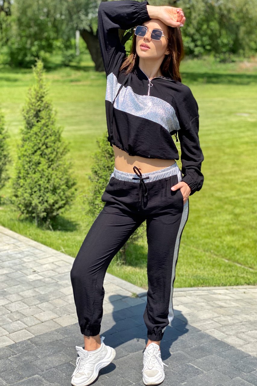 Костюм спортивный женский с блестящими вставками - 5729 - купить в ...